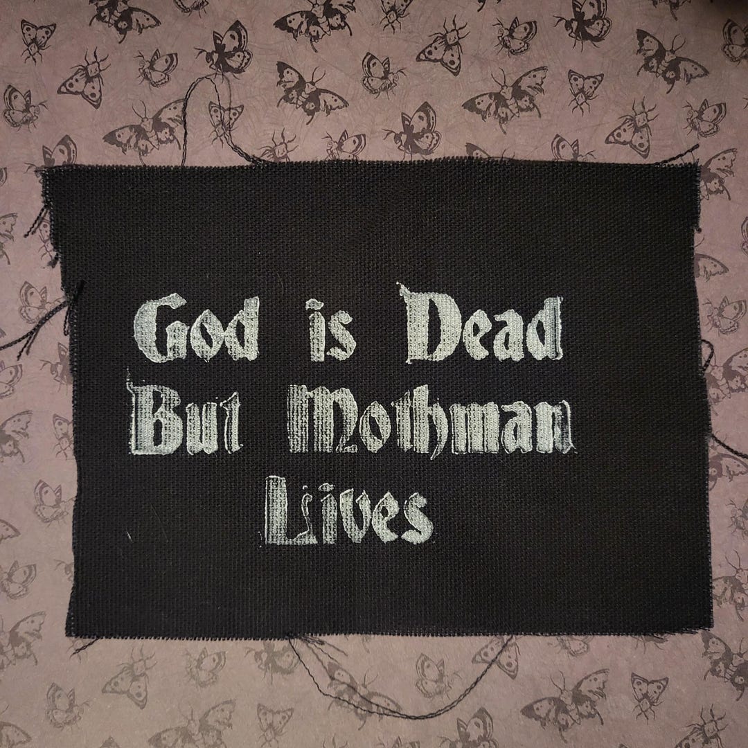 God is Dead but Mothman Lives Punk Cloth Patch - Etsy