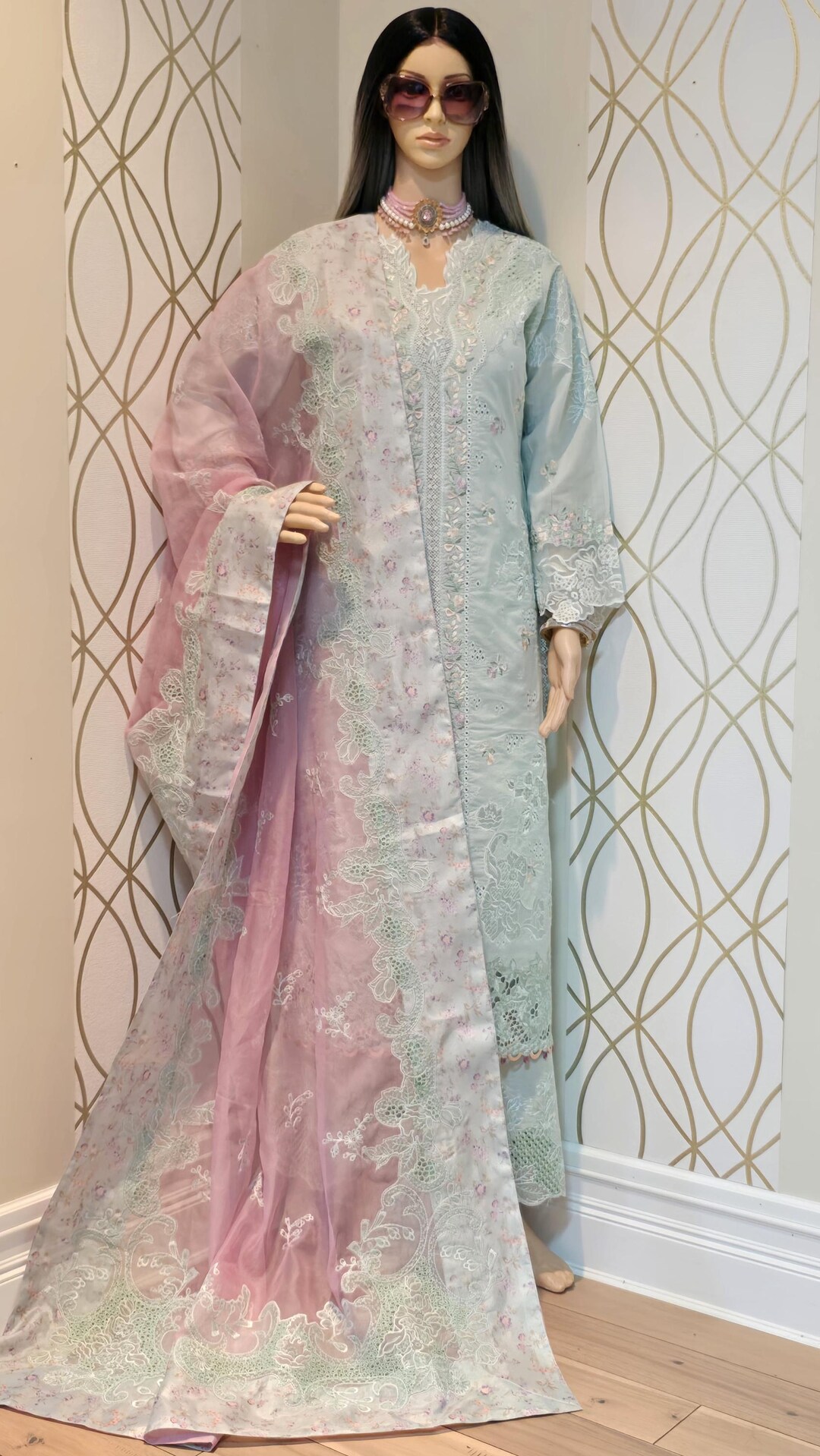 Pakistani Designer/qalamkar/ 3 Piece/ Festive Chikankari Collection ...