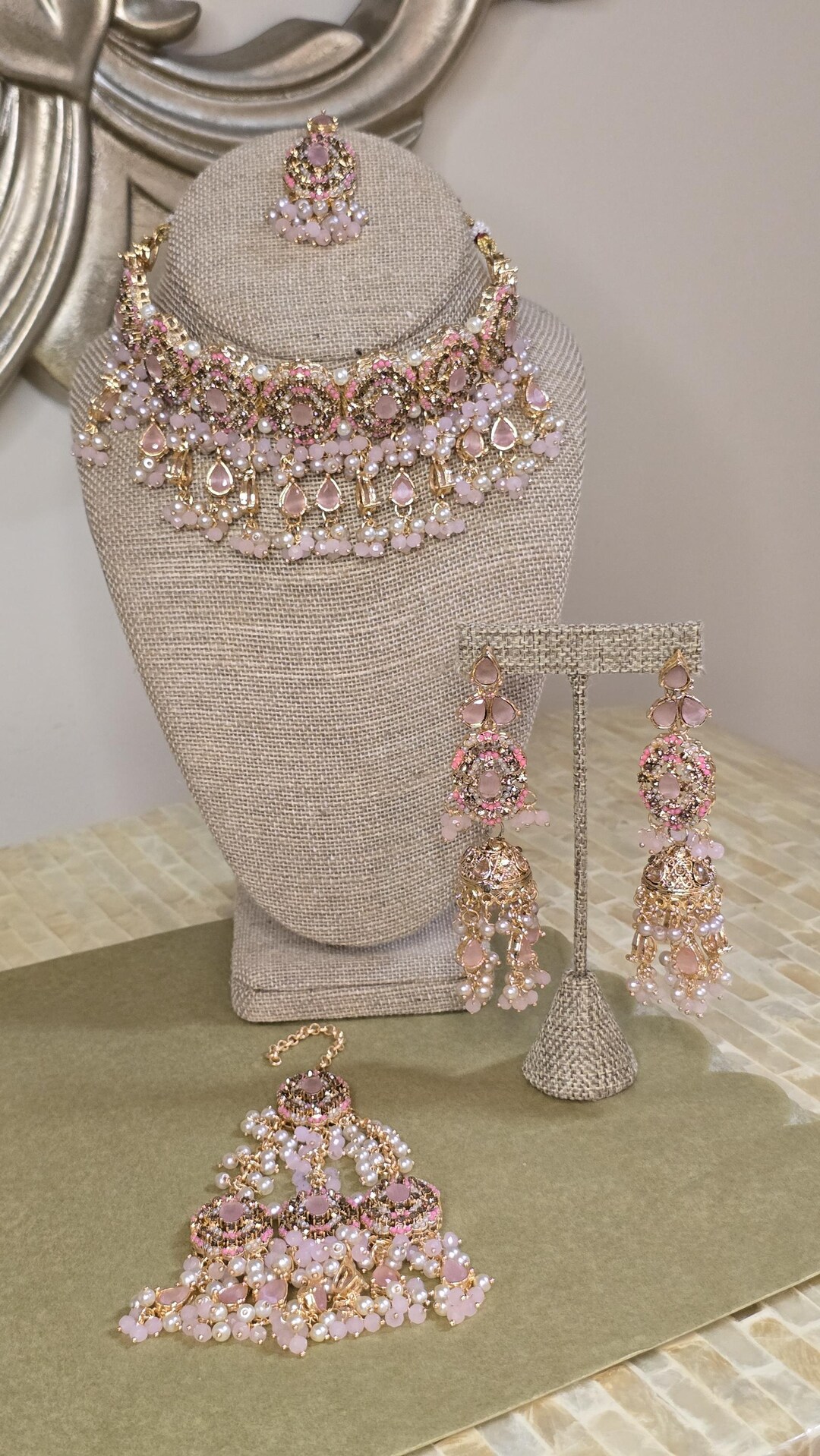 Pakistani/ Indian Traditional 5 Piece Choker Set With Jhumki and ...