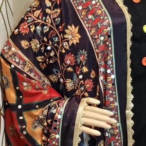 Pakistani Designer/multi Mirror Work Silk Shawl/ Indian Clothing ...