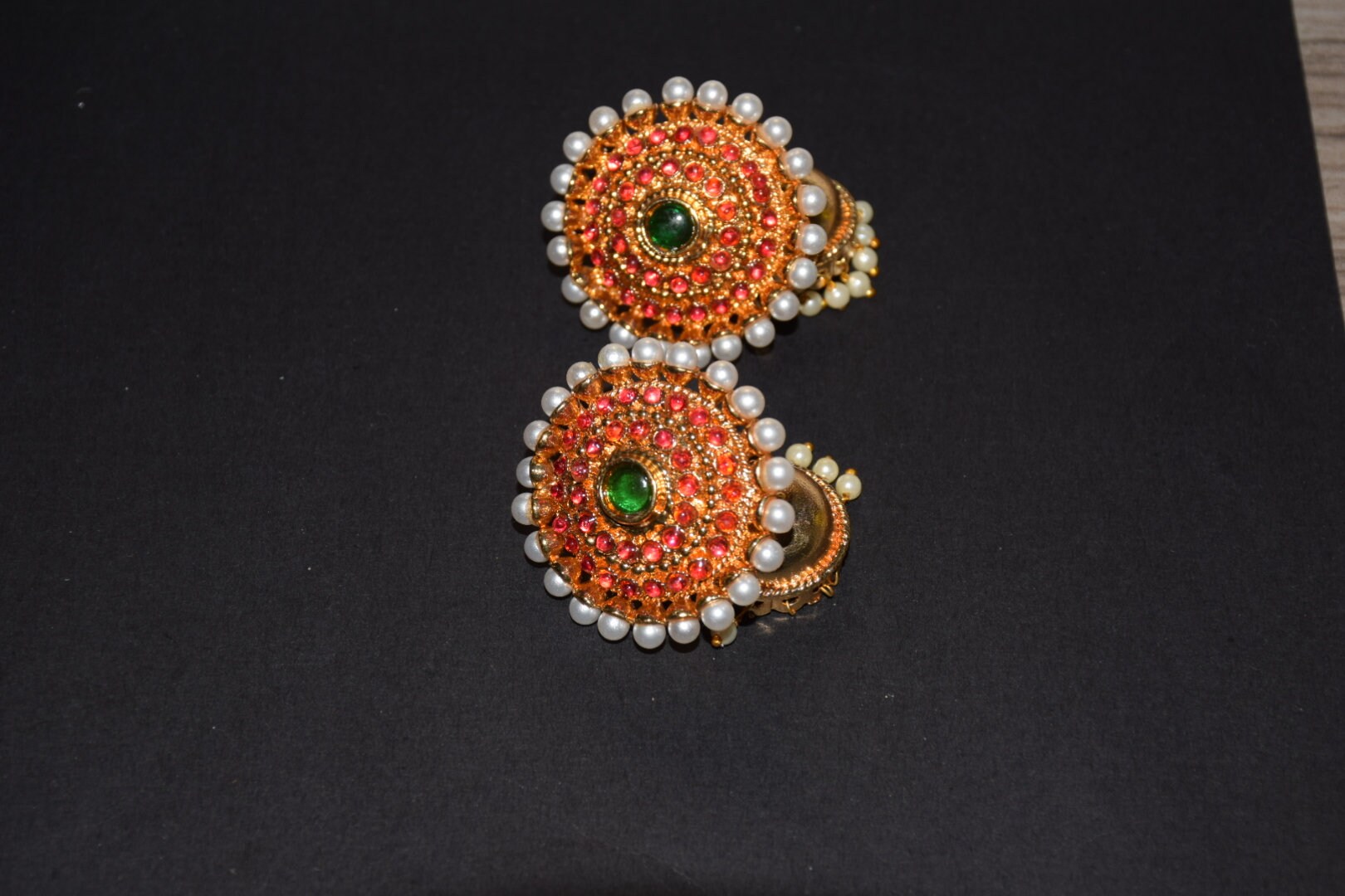 Traditional Indian Kemp Stone Motif Stud Earrings With Small - Etsy