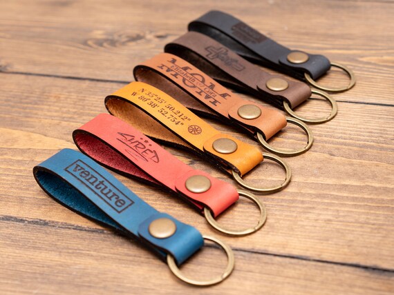 Personalized Leather Keychain Custom Leather For Men Women Etsy
