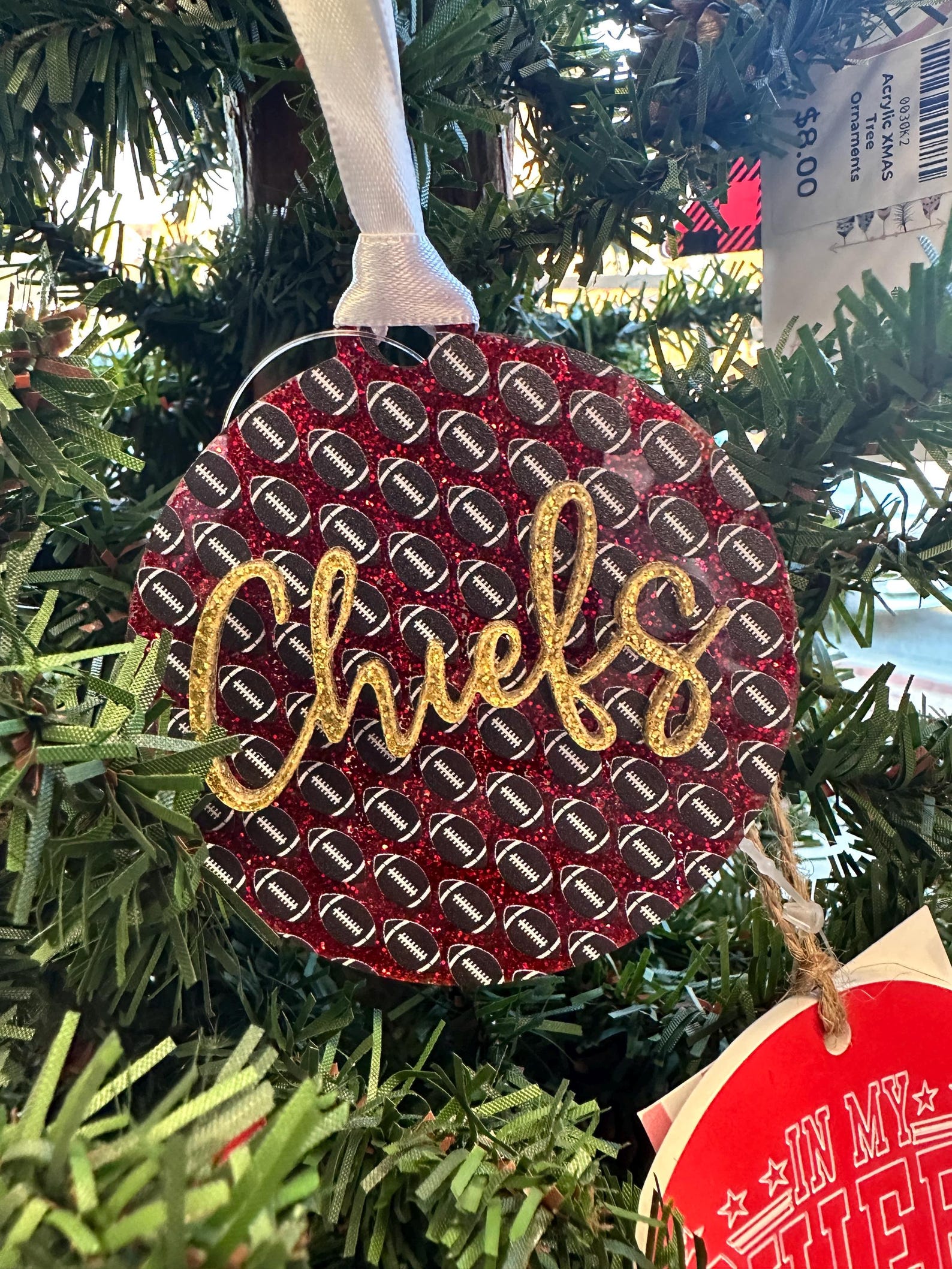 KC 3D Cursive Chiefs-inspired Acrylic Ornament, Laser Cut, Chiefs ...