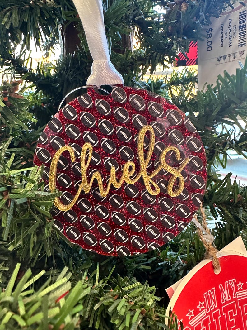KC 3D Cursive Chiefs-inspired Acrylic Ornament, Laser Cut, Chiefs Kingdom, Christmas Gift ...