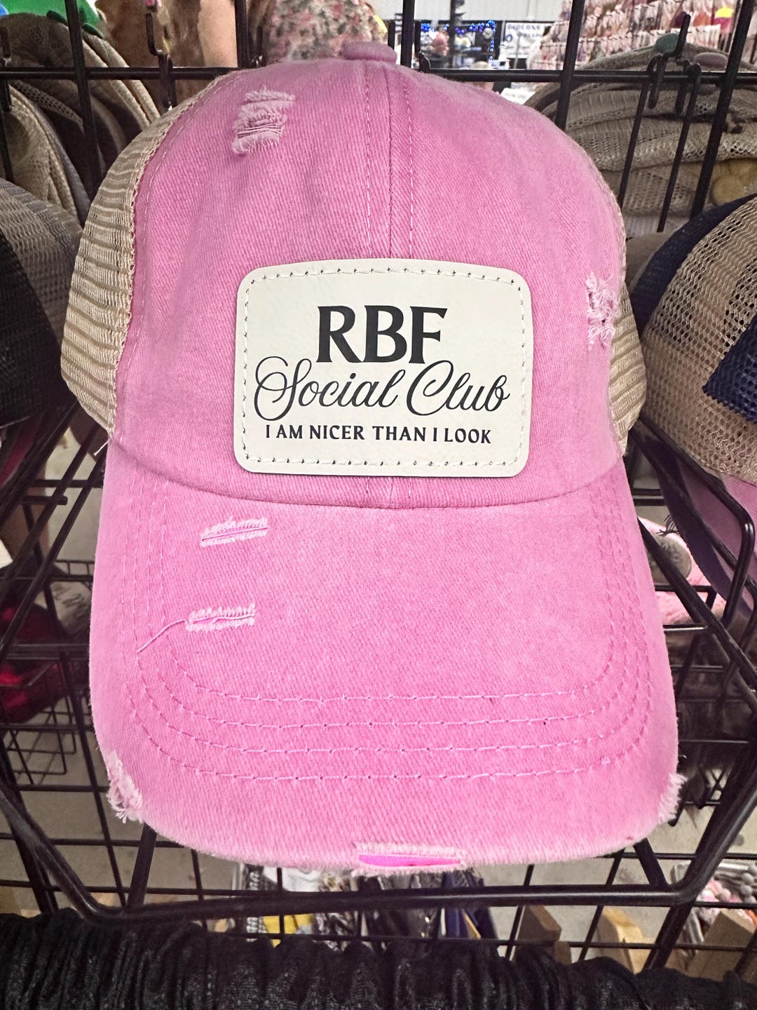 RBF Social Club Women's Criss Cross Hat, Ponytail Hat, Customizable Hat ...