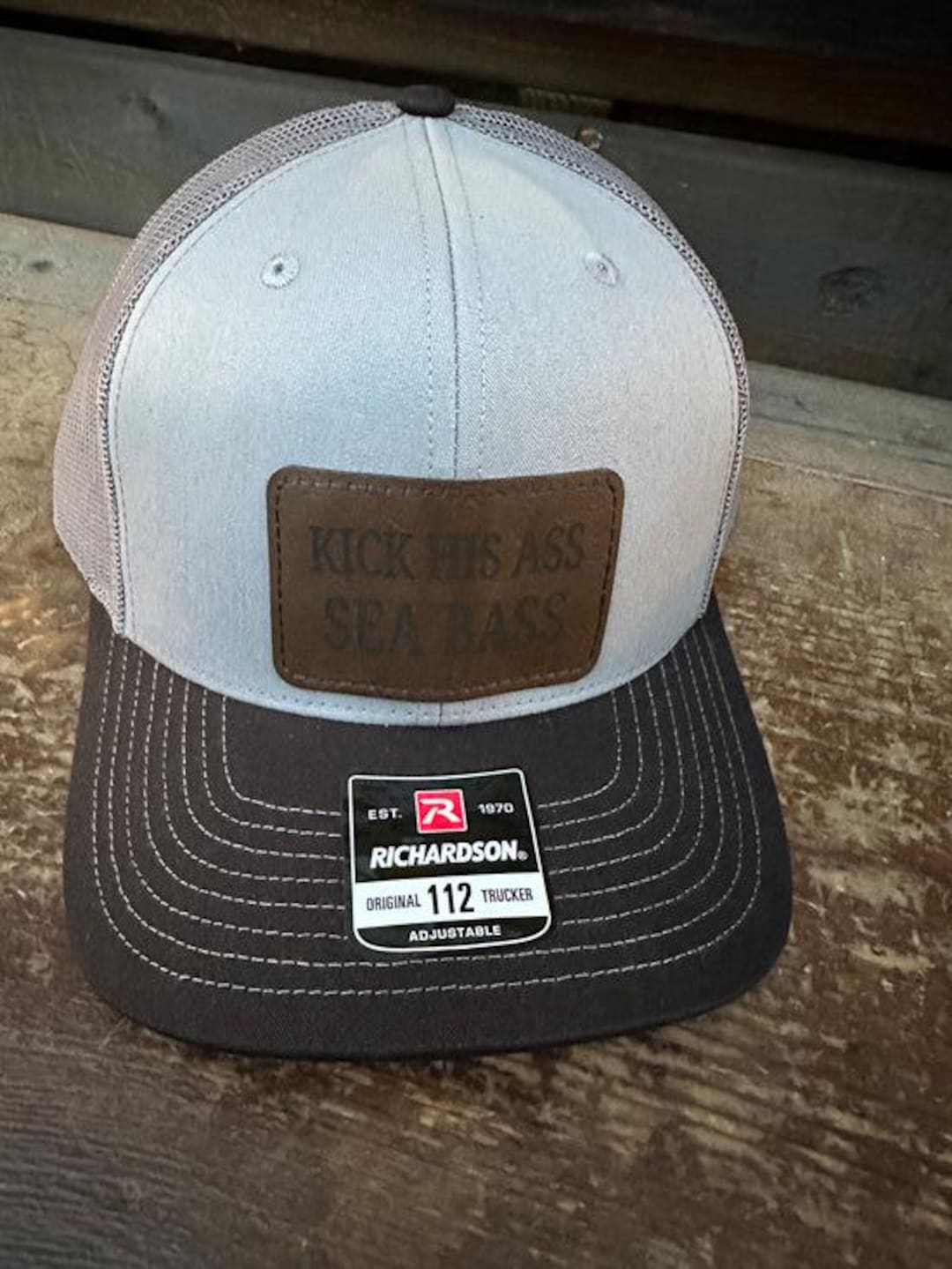 Kick His Ass Sea Bass Men's Richardson 112 Trucker Hat, Funny Work Hat ...