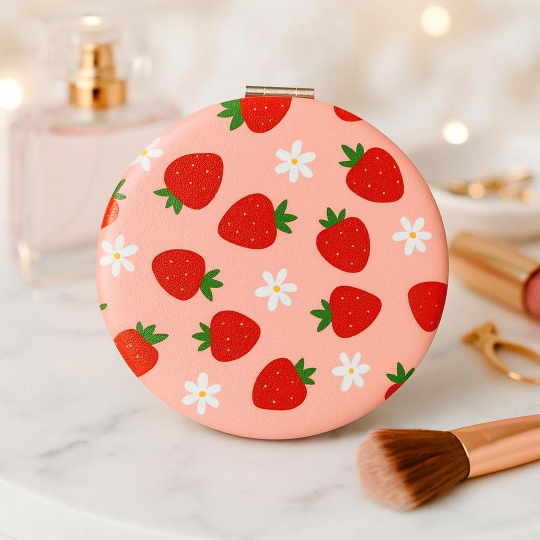 Berry Babe Compact Mirror, UV Printed Leatherette, Travel Makeup - Etsy