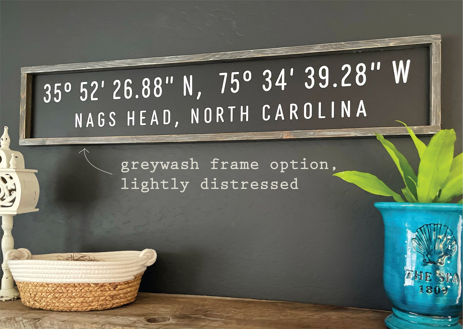 Framed Farmhouse Coordinate Sign with City Latitude | Etsy