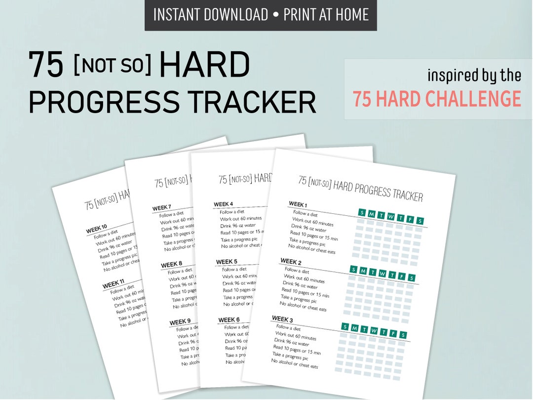 75 not So HARD Habit Tracker 75 Hard Challenge Printable 75 Medium ...