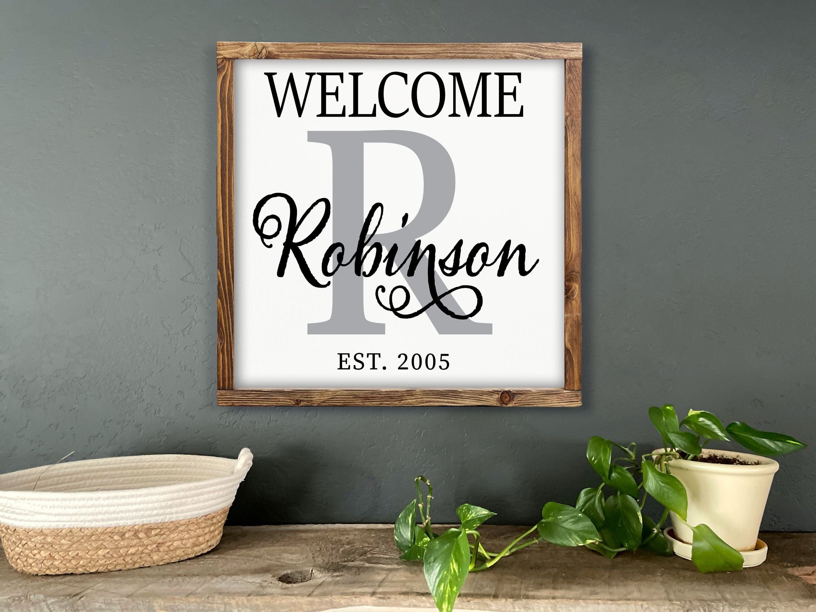 Welcome Last Name Sign , Custom Last Name Welcome Sign , Square Family ...