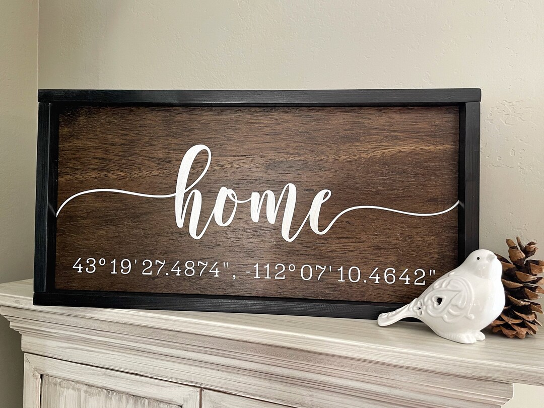 Framed Farmhouse Coordinate Sign Latitude Longitude GPS - Etsy