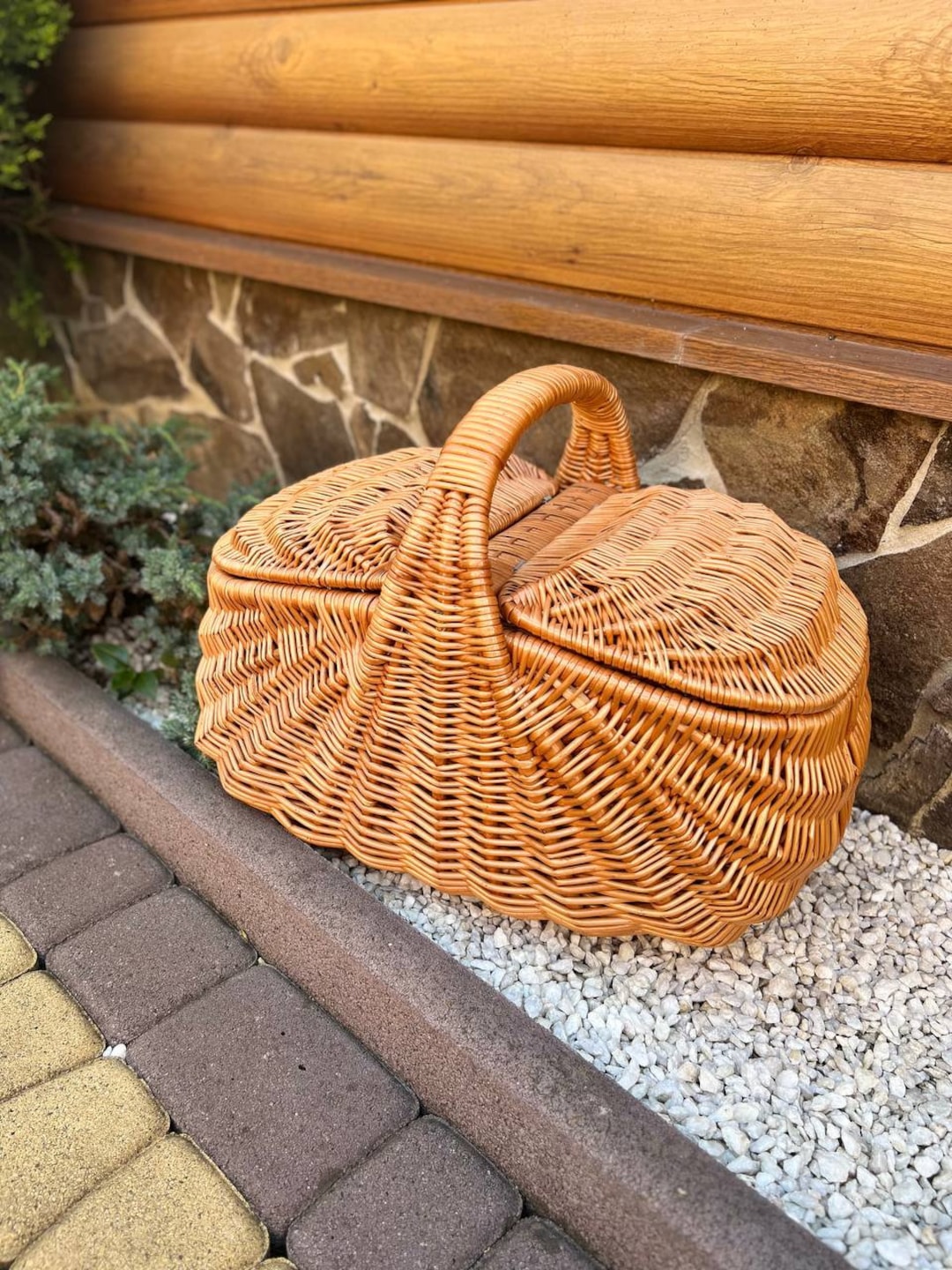 Picnic Basket With Lid / Wicker Picnic Basket / Camping Basket ...