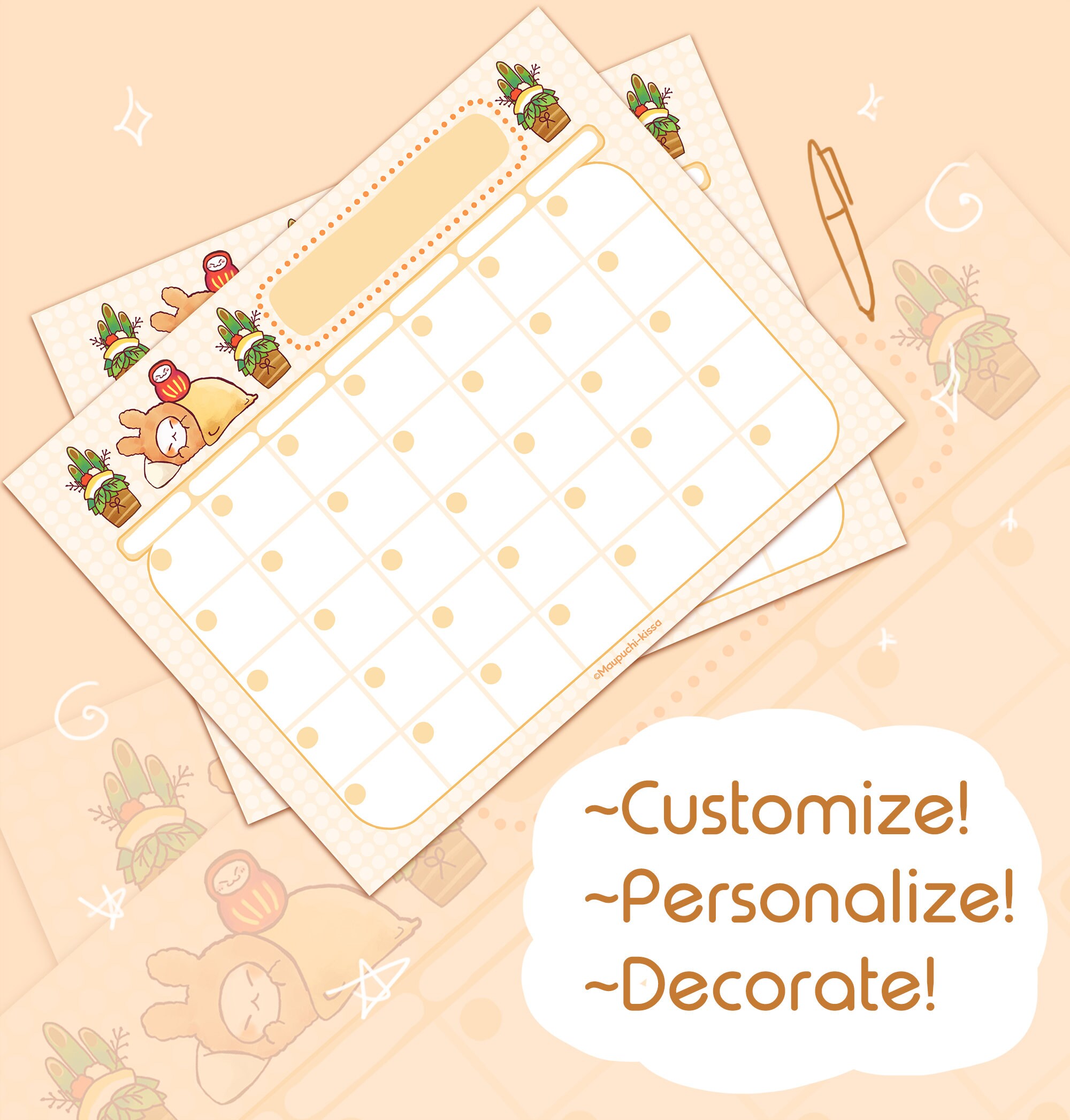 Rabbit Open Printable Calendar | Cute Calendar | Cute Printable ...