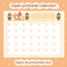 Rabbit Open Printable Calendar | Cute Calendar | Cute Printable ...