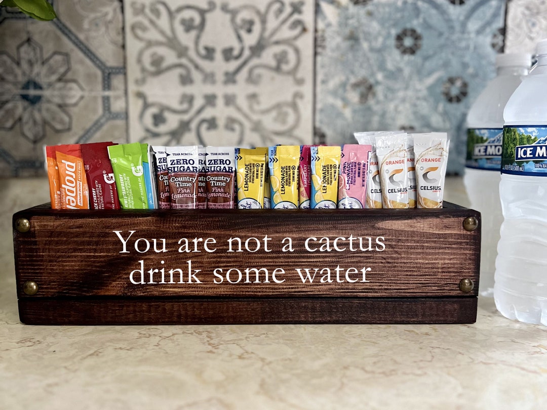 Water Flavor Packet Wood Caddy | Drink Packet Holder | Water Enhancer ...