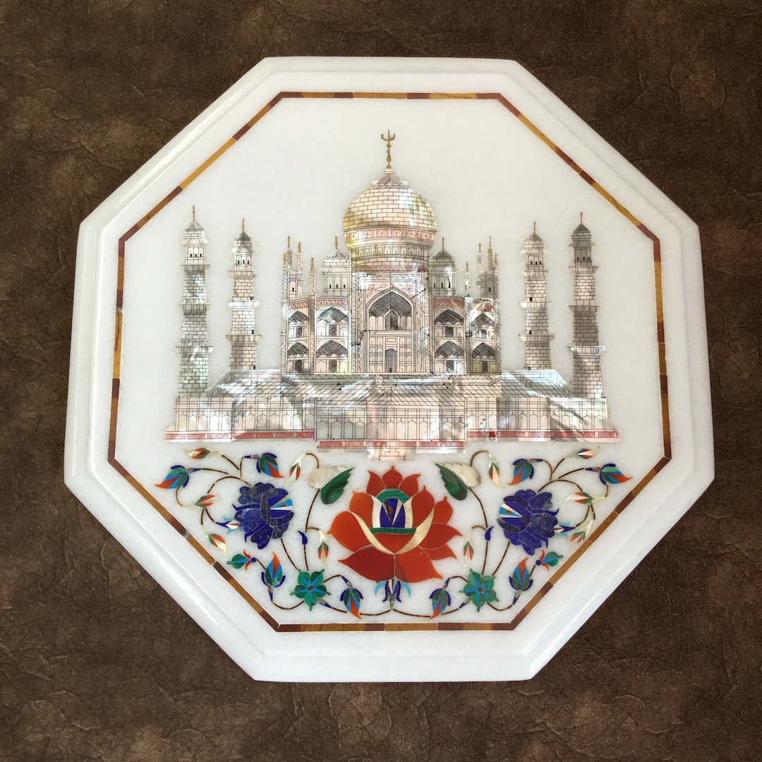 Marble Inlay Table Top: Taj Mahal Design, Luxury Home Decor (12 ...