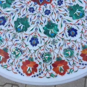 24 Inches White Marble Inlay Table Top - Etsy