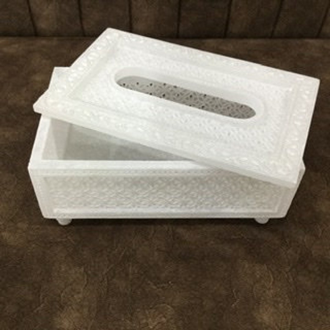 Tissue Box in White Alabaster Jali Work - Etsy