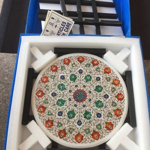 24 Inches White Marble Inlay Table Top - Etsy