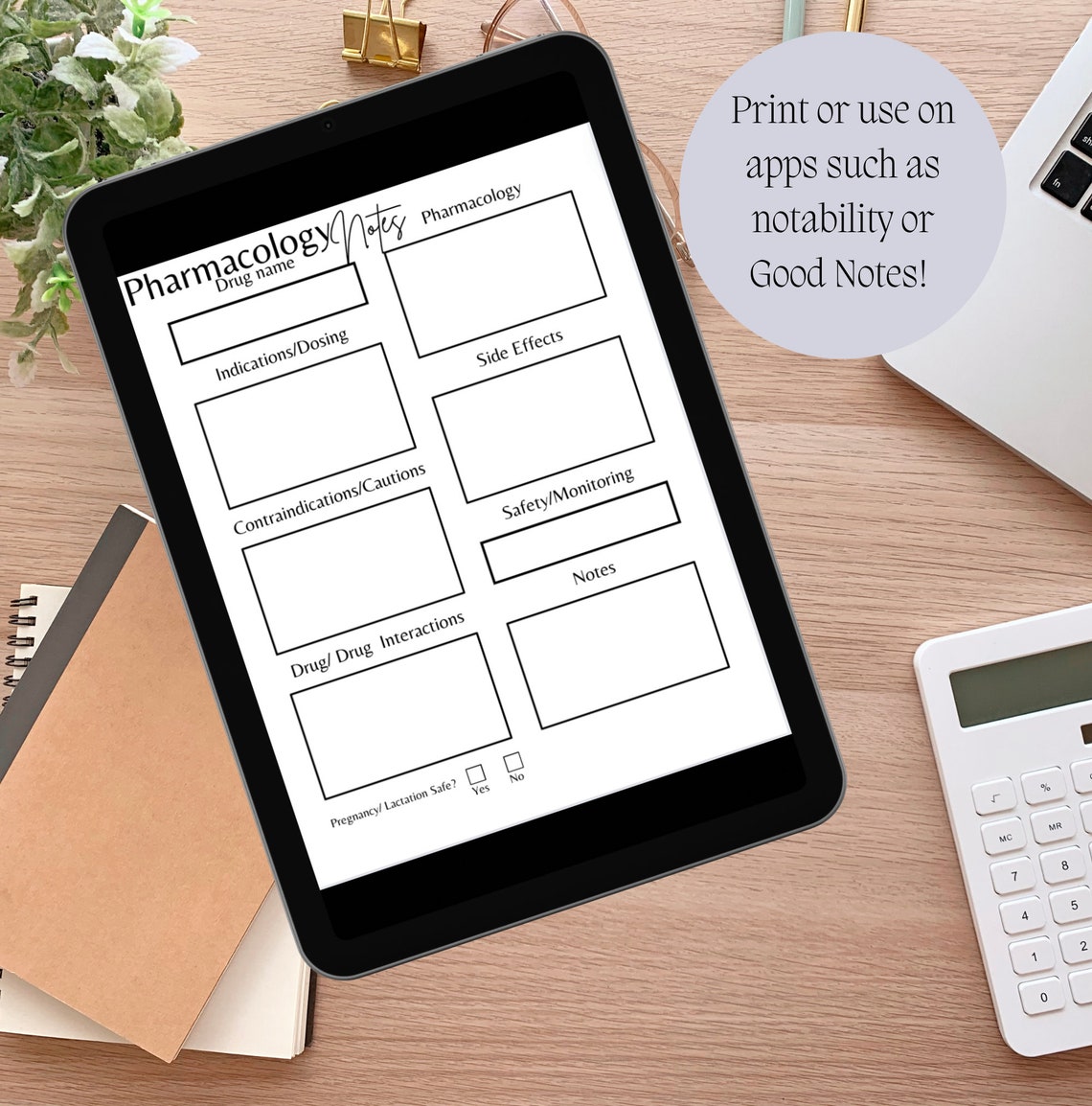 Notability Nursing Template | Pharmacology Template | Pharmacology ...