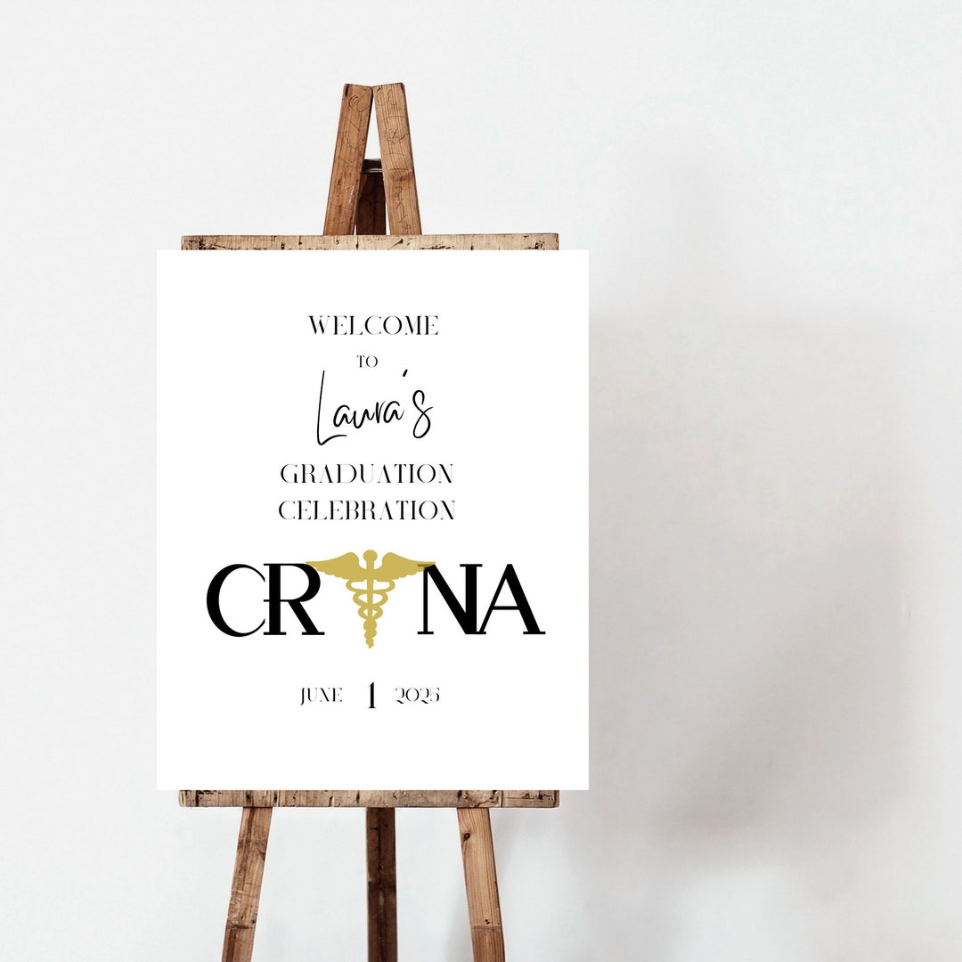 CRNA Graduation Sign, Graduation Sign for Easel Template, Welcome Sign ...