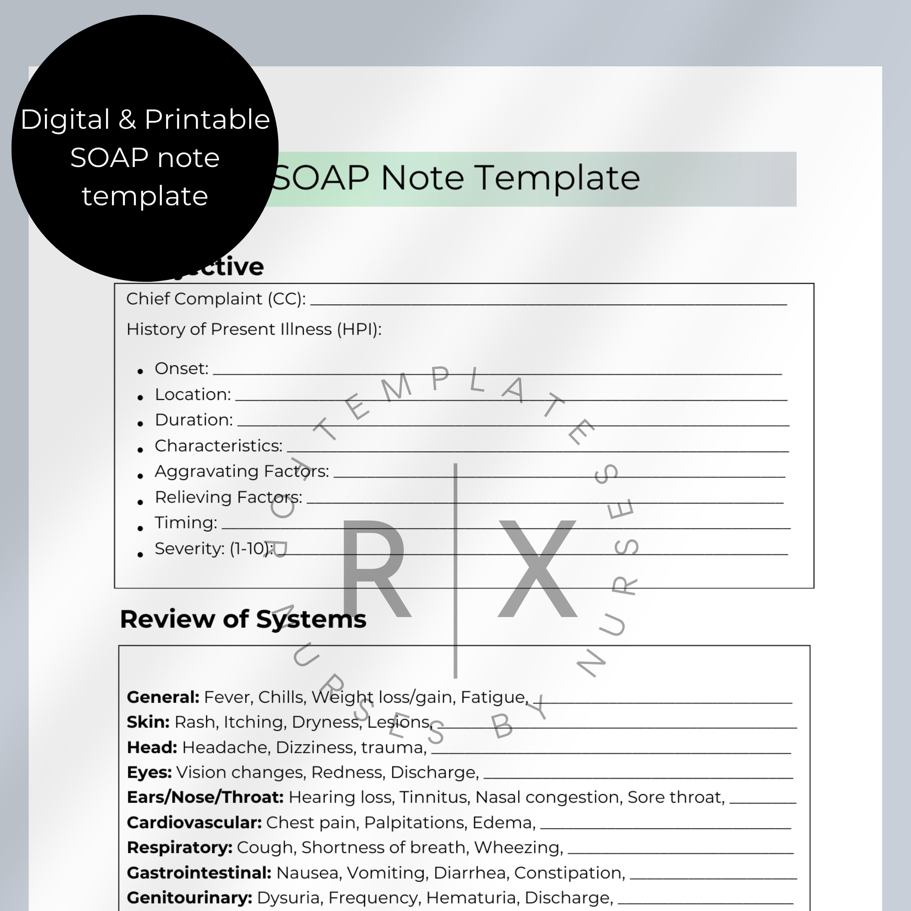 SOAP Note Template for Nurses, Nurse Practitioners, Nursing Students ...