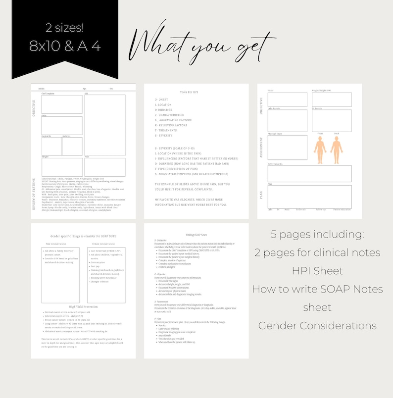 Nurse Practitioner Clinical Template | PA Students Printable | Nurse ...
