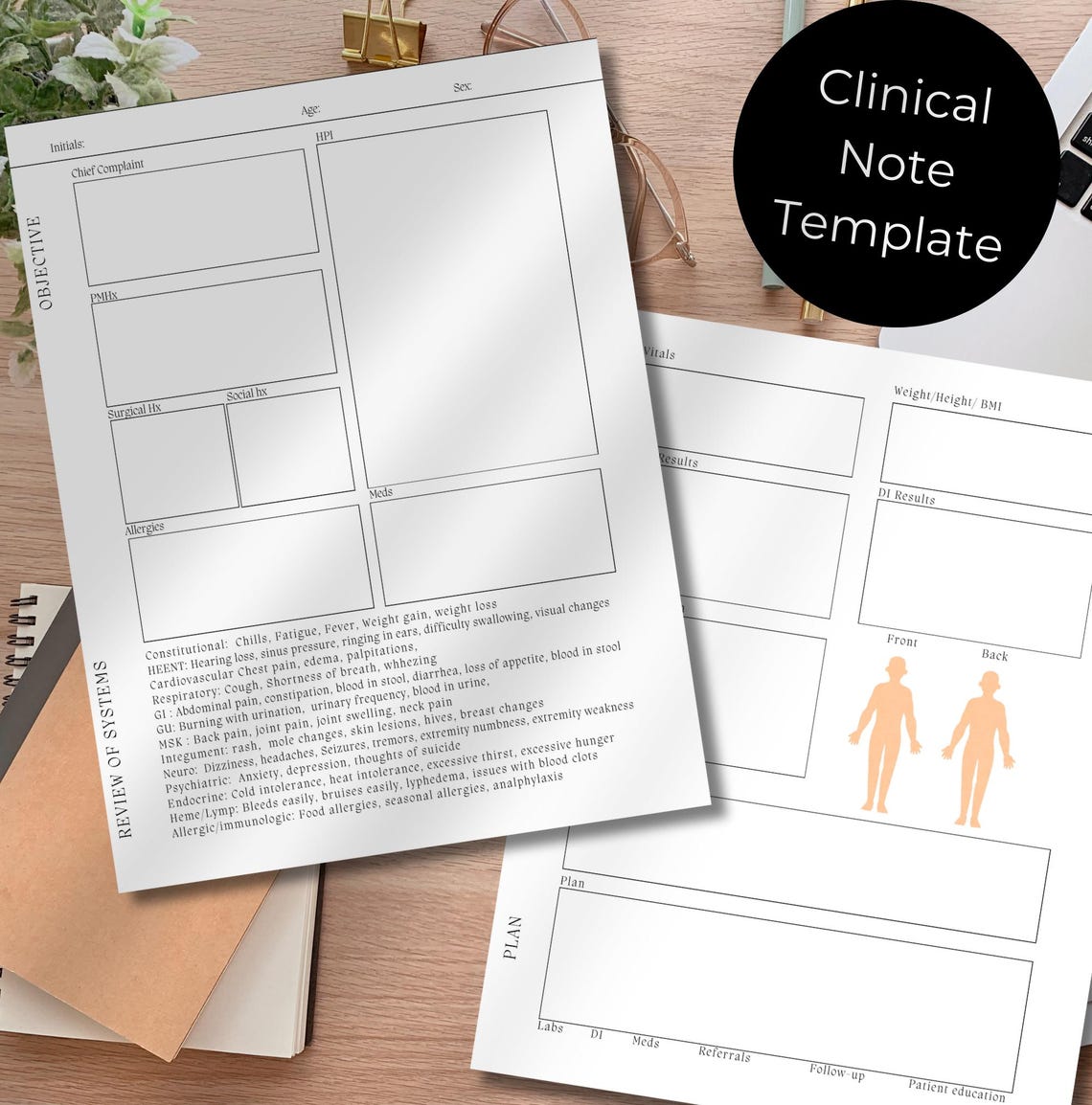 Nurse Practitioner Clinical Template | PA Students Printable | Nurse ...
