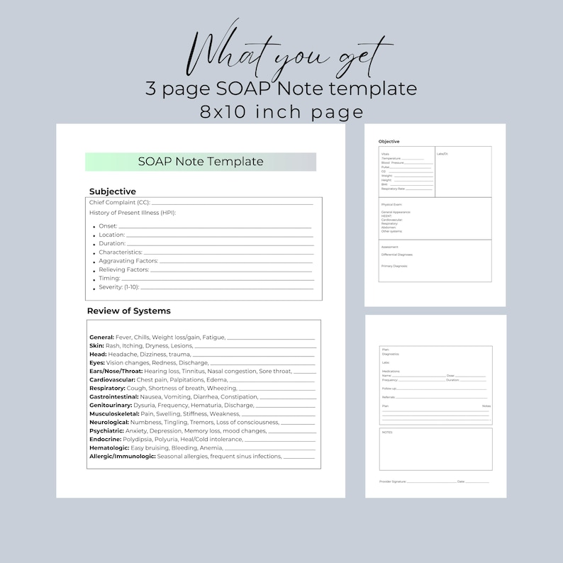 SOAP Note Template for Nurses, Nurse Practitioners, Nursing Students, and NP Students for Print ...