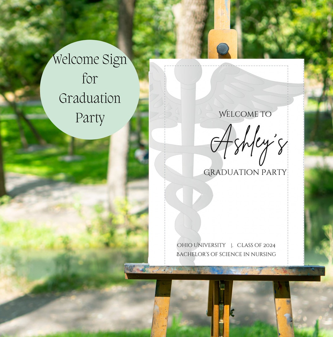 Nursing School Graduation Party Welcome Sign, Nurse Graduation Sign ...
