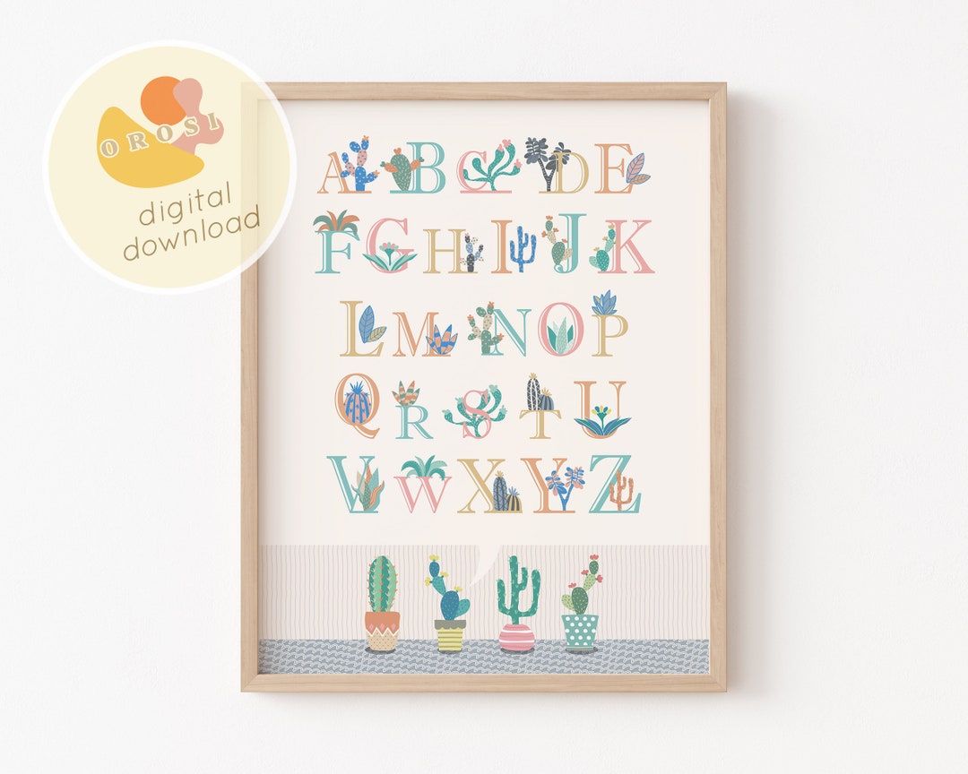 Alphabet Poster, Alphabet Printable Wall Art, Nursery Prints, ABC ...