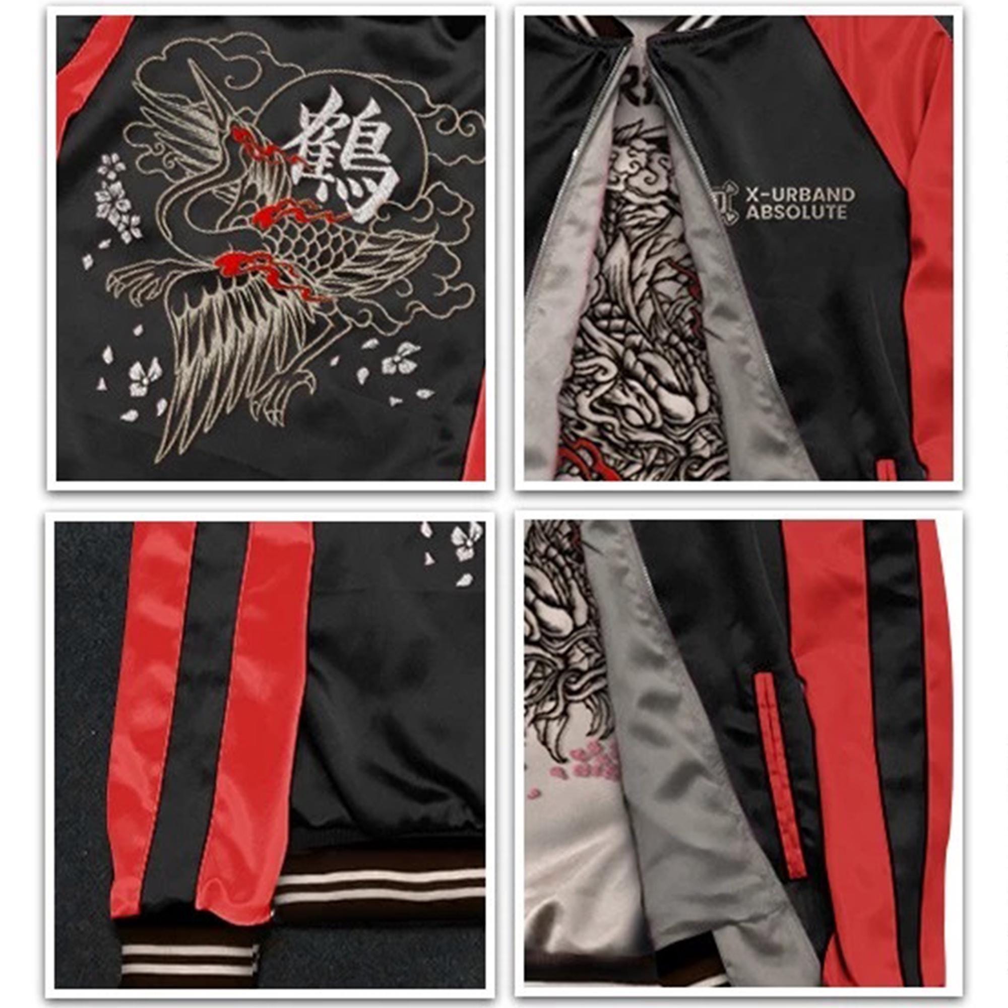Embroidered Japanese Dragon Two in One A215 Sukajan Jacket – Y2K Black ...