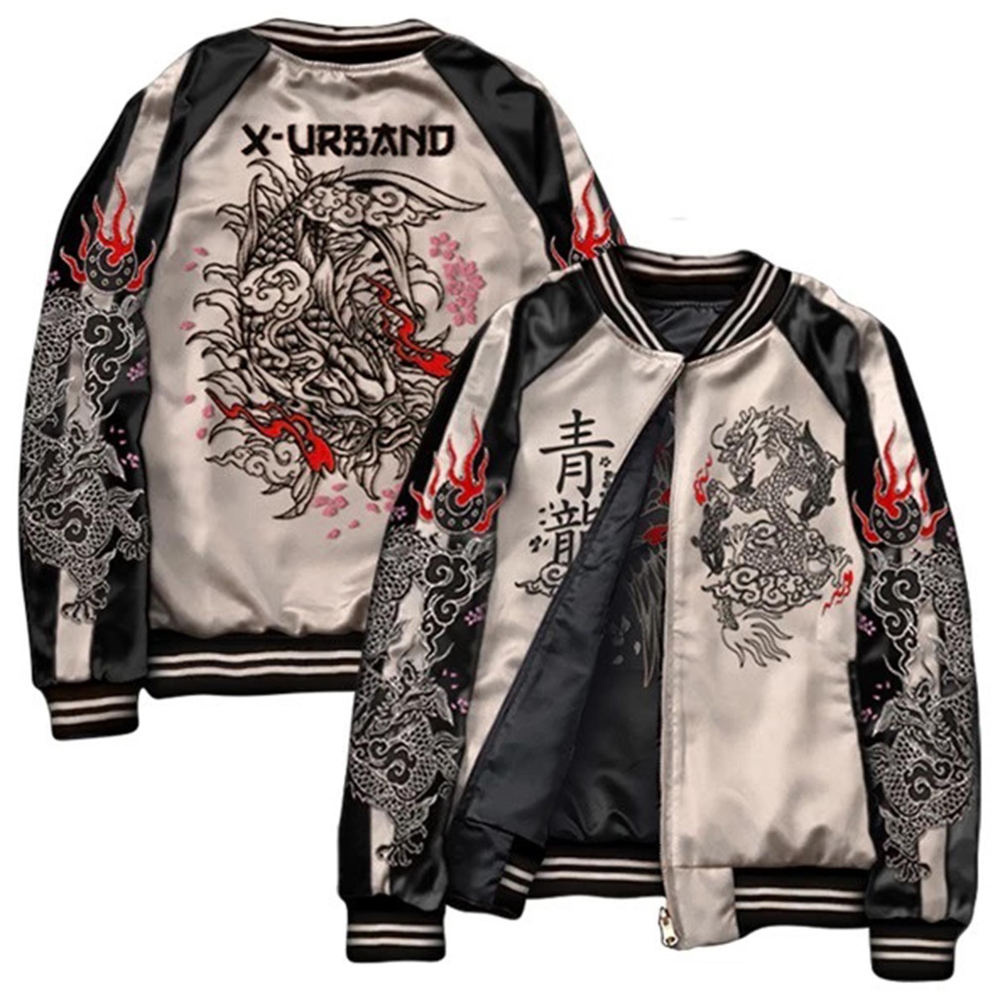Embroidered Japanese Dragon Two in One A215 Sukajan Jacket – Y2K Black ...