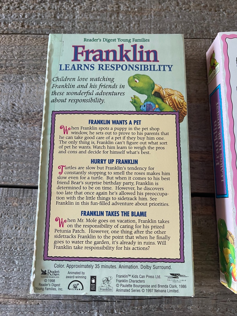 Franklin VHS Movies Sold Individually // Franklin Learns to Play Fair ...