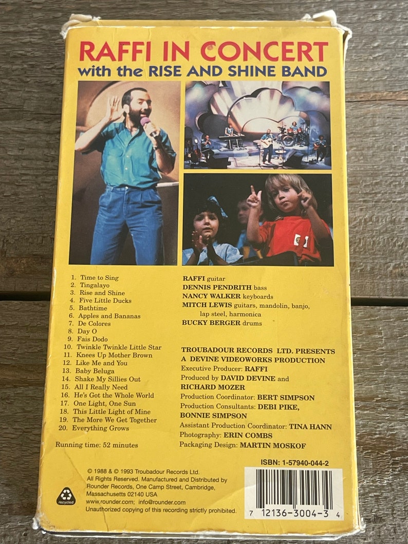 Raffi in Concert With the Rise and Shine Band // Vintage VHS - Etsy