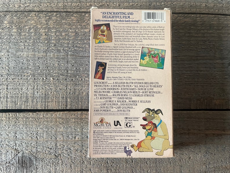 All Dogs Go to Heaven VHS - 1990 Don Bluth Film - Etsy