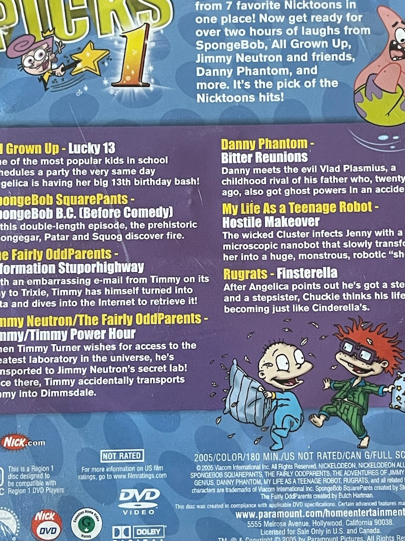 Nick Picks 1 DVD // 2005 Nickelodeon TV Shows // Spongebob, Fairy ...
