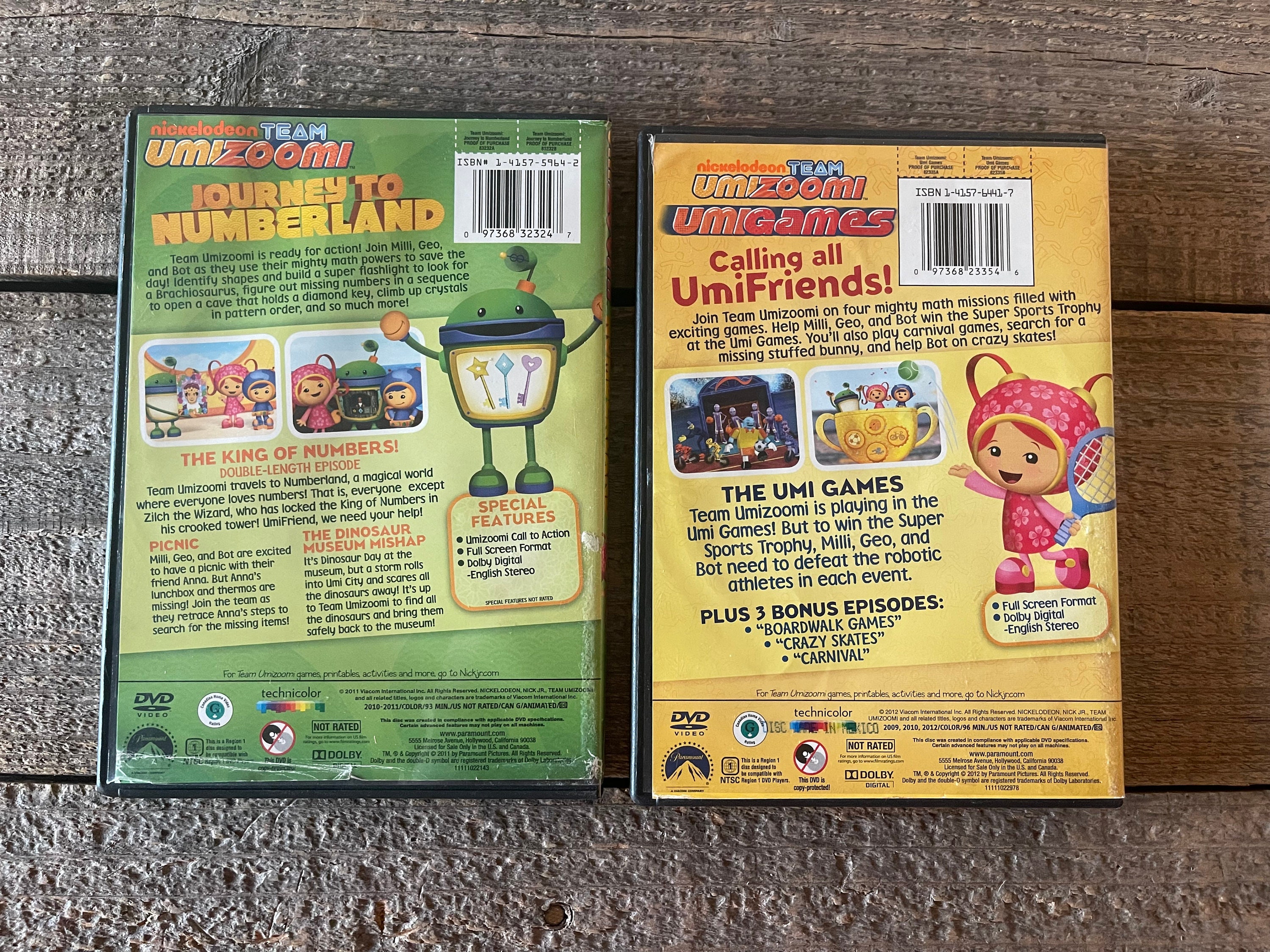 Team Umizoomi Dvds // Set of 2 // Journey to Numberland & Umigames ...