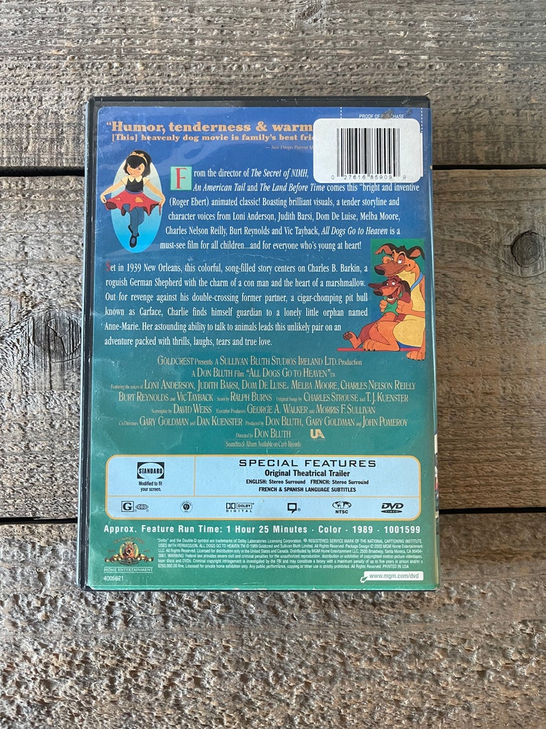 All Dogs Go to Heaven DVD // 2003 // Dom De Luise, Burt Reynolds ...