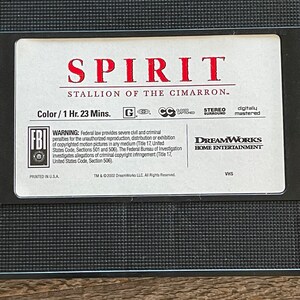 Spirit: Stallion of the Cimarron VHS Movie // 2002 Dreamworks - Etsy