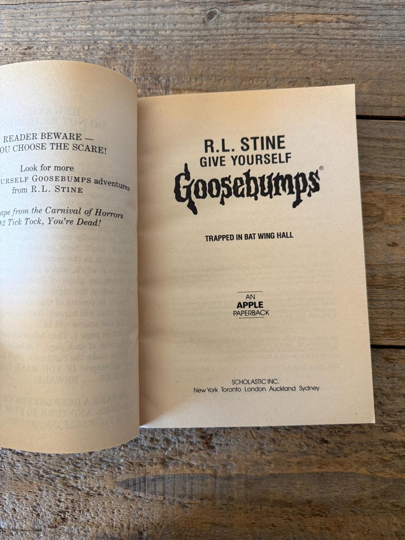 Goosebumps Book #3: Trapped in Bat Wing Hall - 1995 First Edition - Etsy