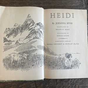 Heidi by Johanna Spyri // Companion Library Book 1963 - Etsy