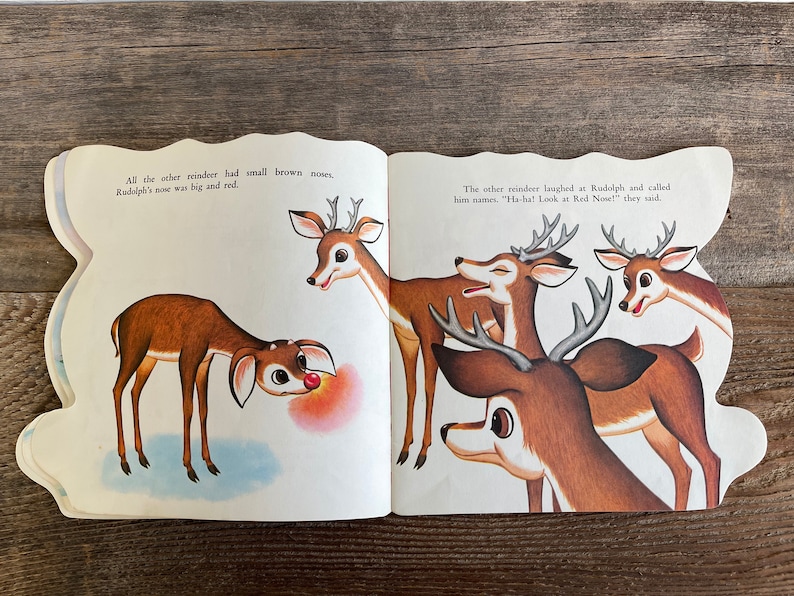 Rudolph the Red-nosed Reindeer // 1972 // A Golden Super Shape Book - Etsy
