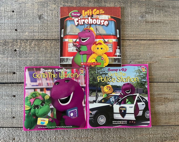 Vintage Barney Books // Sold Individually // Let's Go to the Firehouse ...