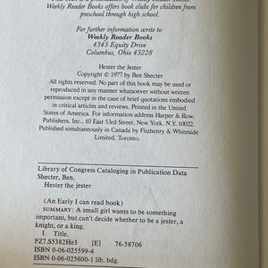Hester the Jester // Ben Schecter // 1977 Weekly Reader Book // an ...