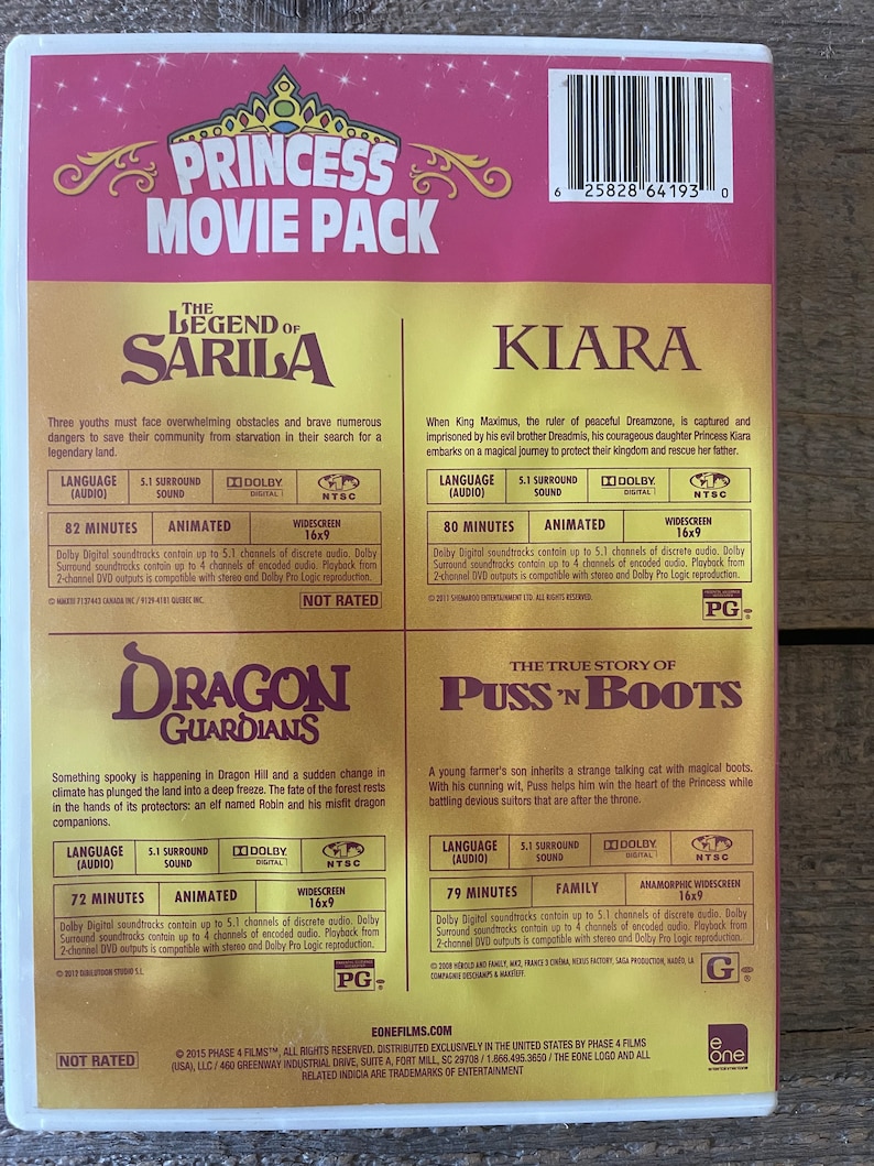 Princess Movie Pack DVD // the Legend of Sarila, Kiara, Dragon ...