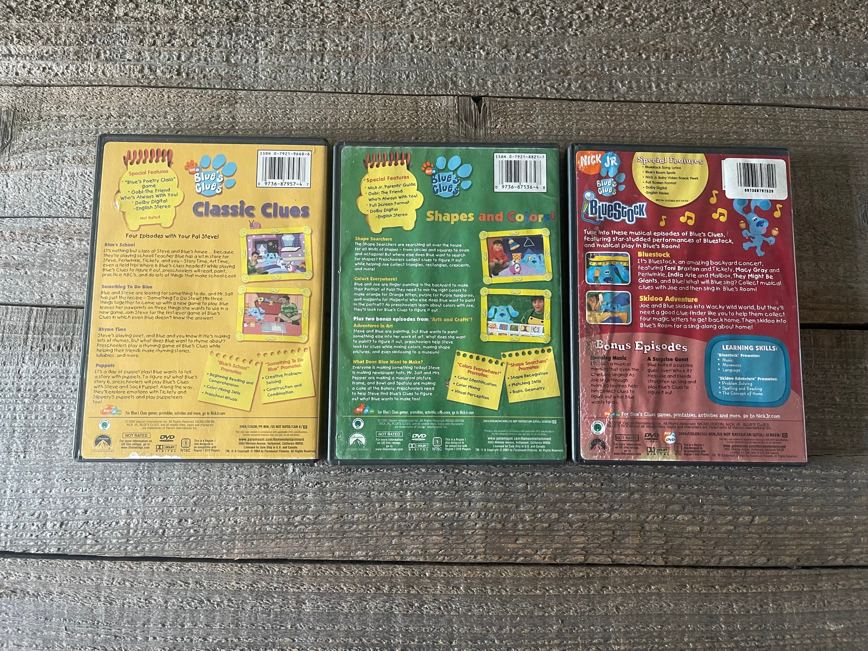 Blue's Clues Dvds // You Choose // Bluestock, Classic Clues or Shapes ...