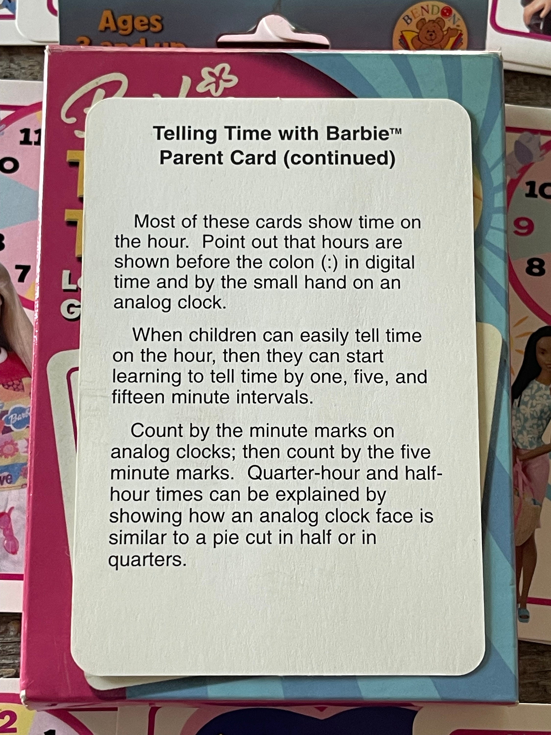 Barbie Telling Time Learning Game Cards // 2004 Mattel // - Etsy