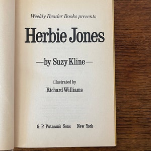 Herbie Jones // Suzy Kline // 1980's Hardcover Weekly Reader Book - Etsy
