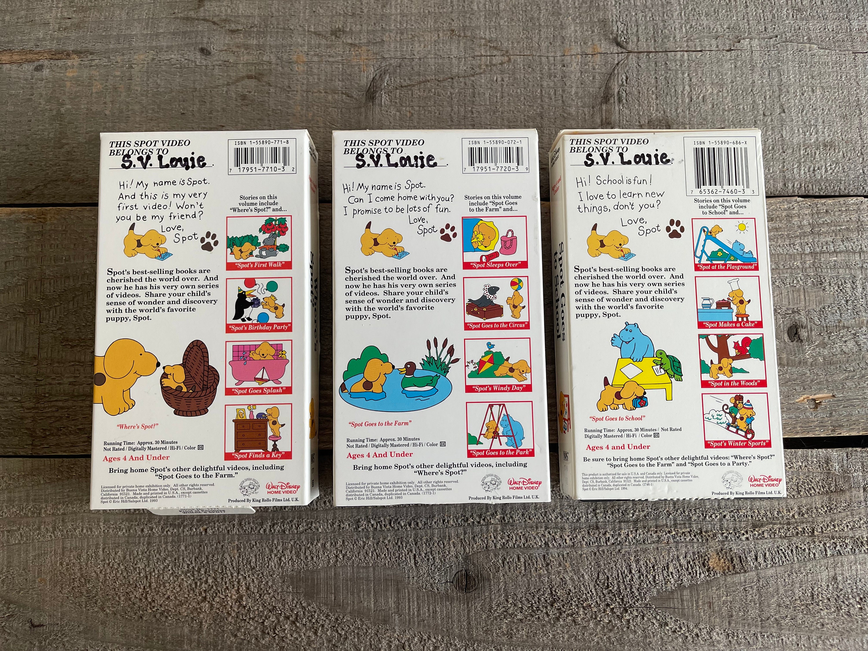 Walt Disney's Spot VHS Movies // You Choose // Spot Goes to Farm, Spot ...